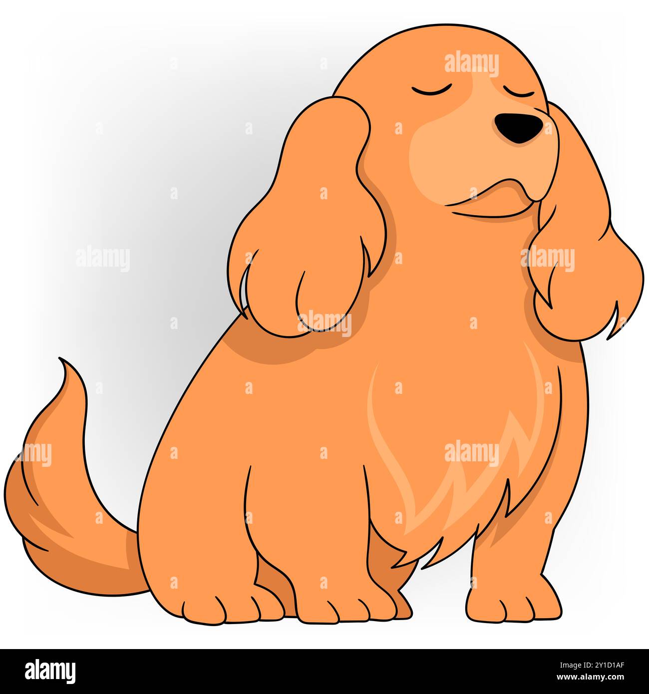 doodle cartoon animal image, thick orange furred dog with innocent ...