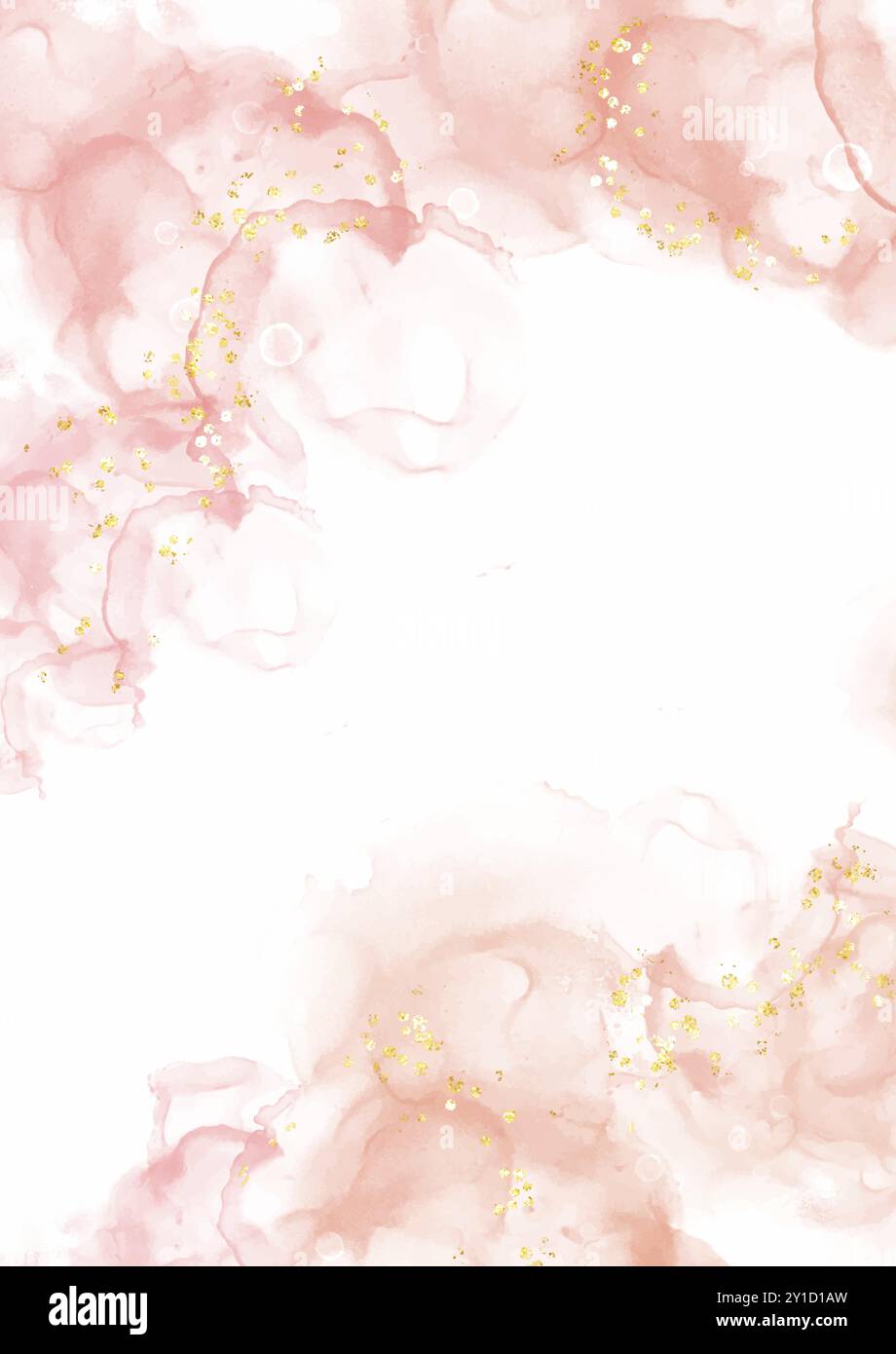 Elegant hand painted pink alcohol ink background with gold glitter ...
