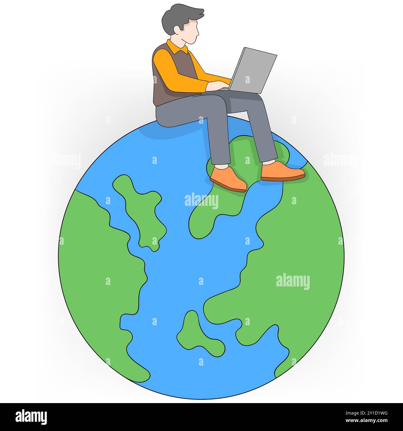 illustration of remote work, doing work remotely in different parts of ...