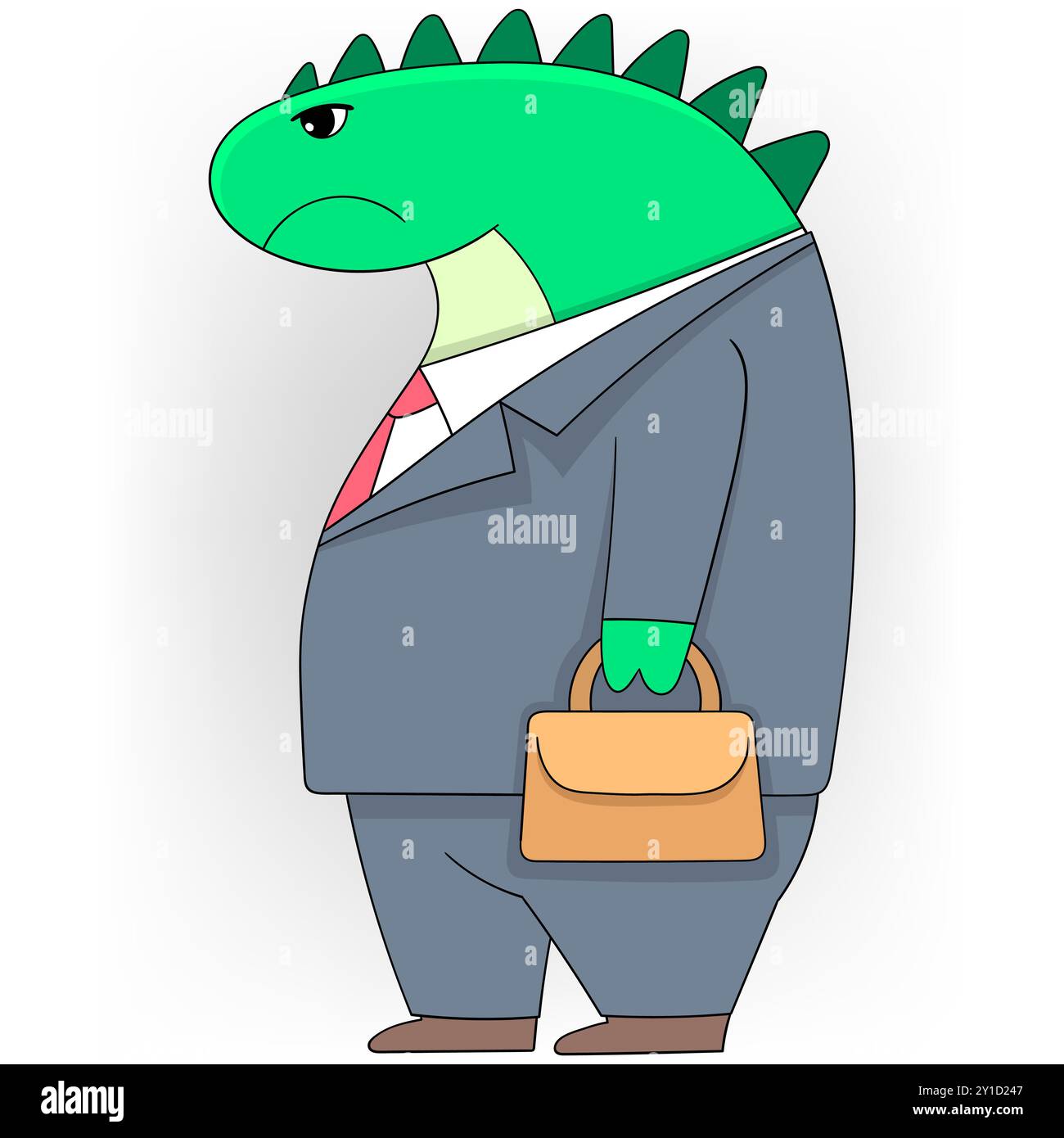 dinosaur goes to work carrying a briefcase, illustration of everyday ...