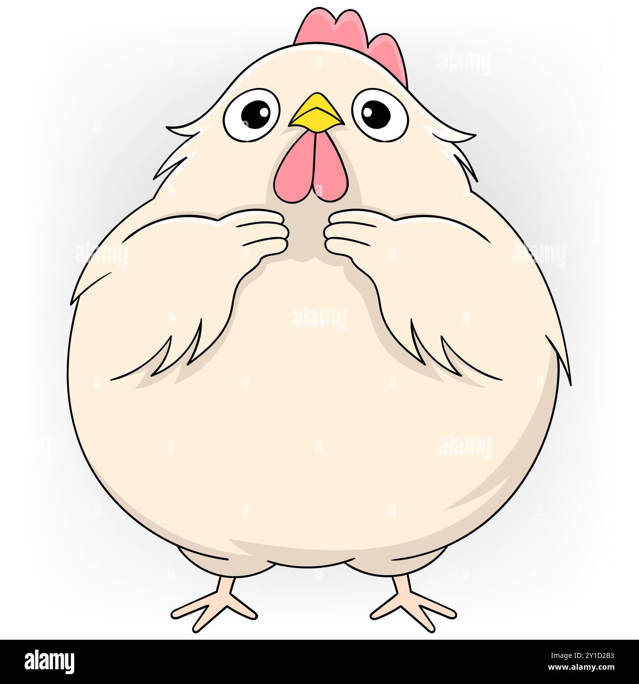 cute animal doodle cartoon illustration, fat chick showing shy face ...