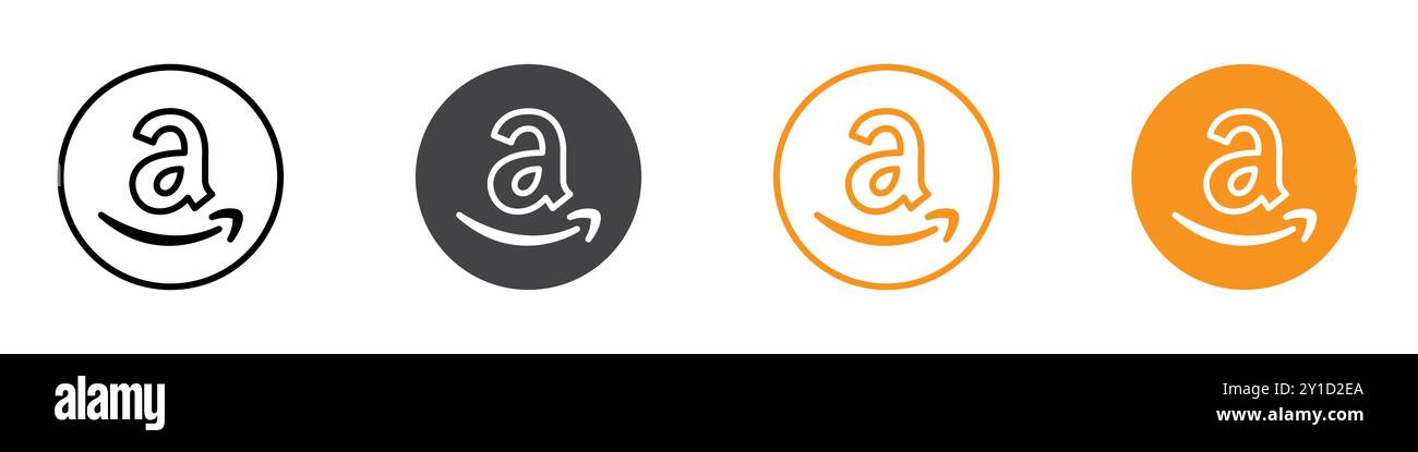 Amazon icon Logo sign in thin line outline set and group collection ...