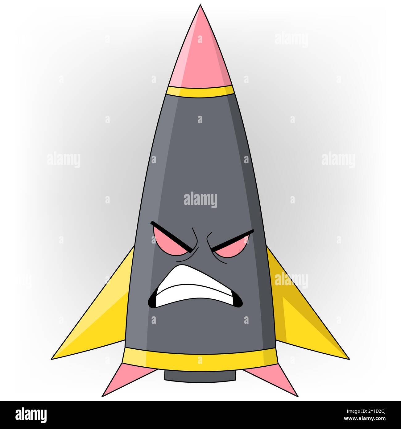 doodle illustration of character object, missile is angry, launching ...