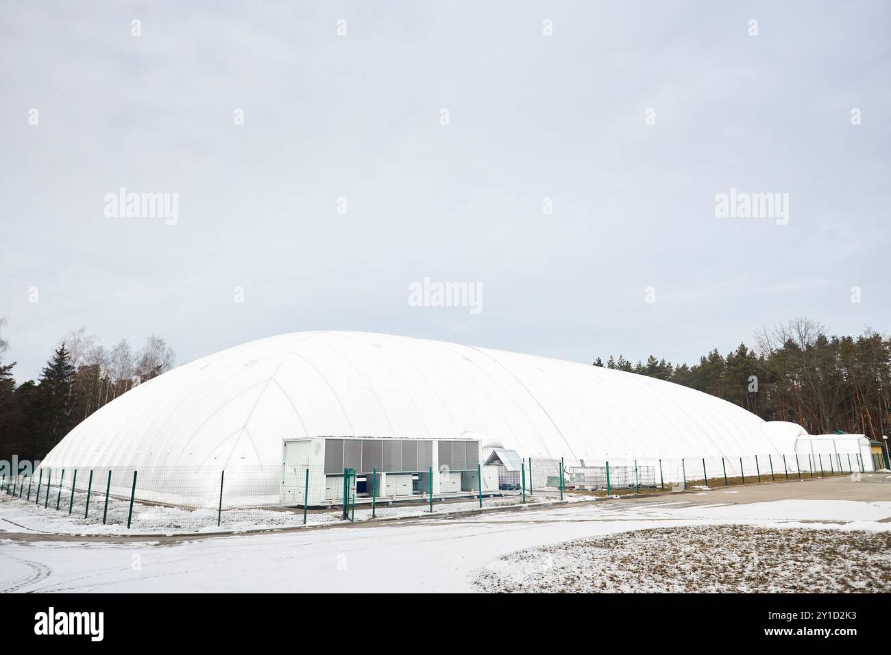 Inflatable air dome stadium. Inflated Football soccer air dome. Modern ...