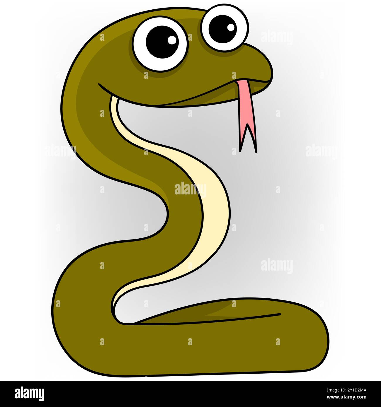 n illustration of a cute cartoon snake with a green body and a beige ...