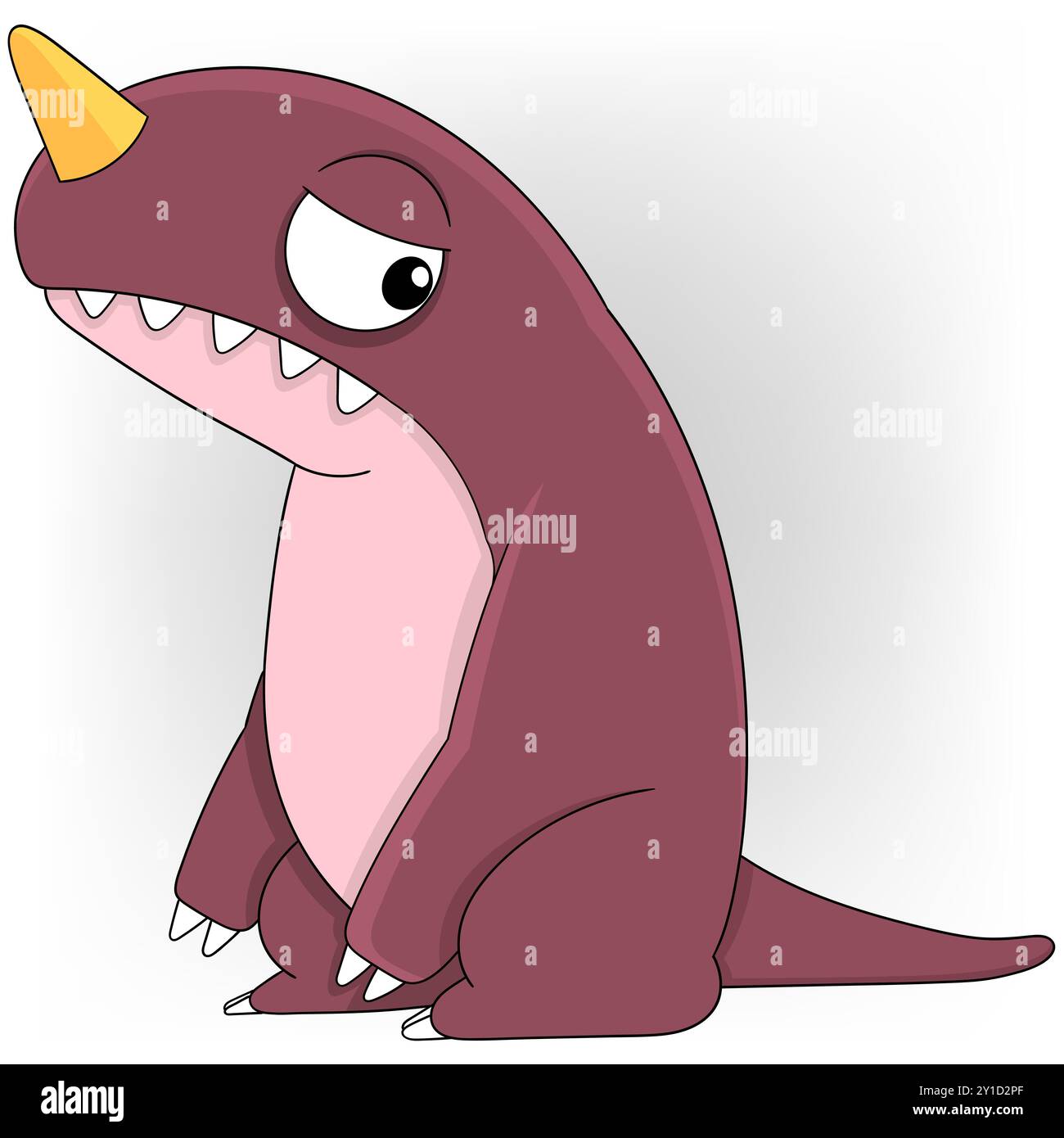 doodle cartoon illustration of cute creature, strange red monster with ...