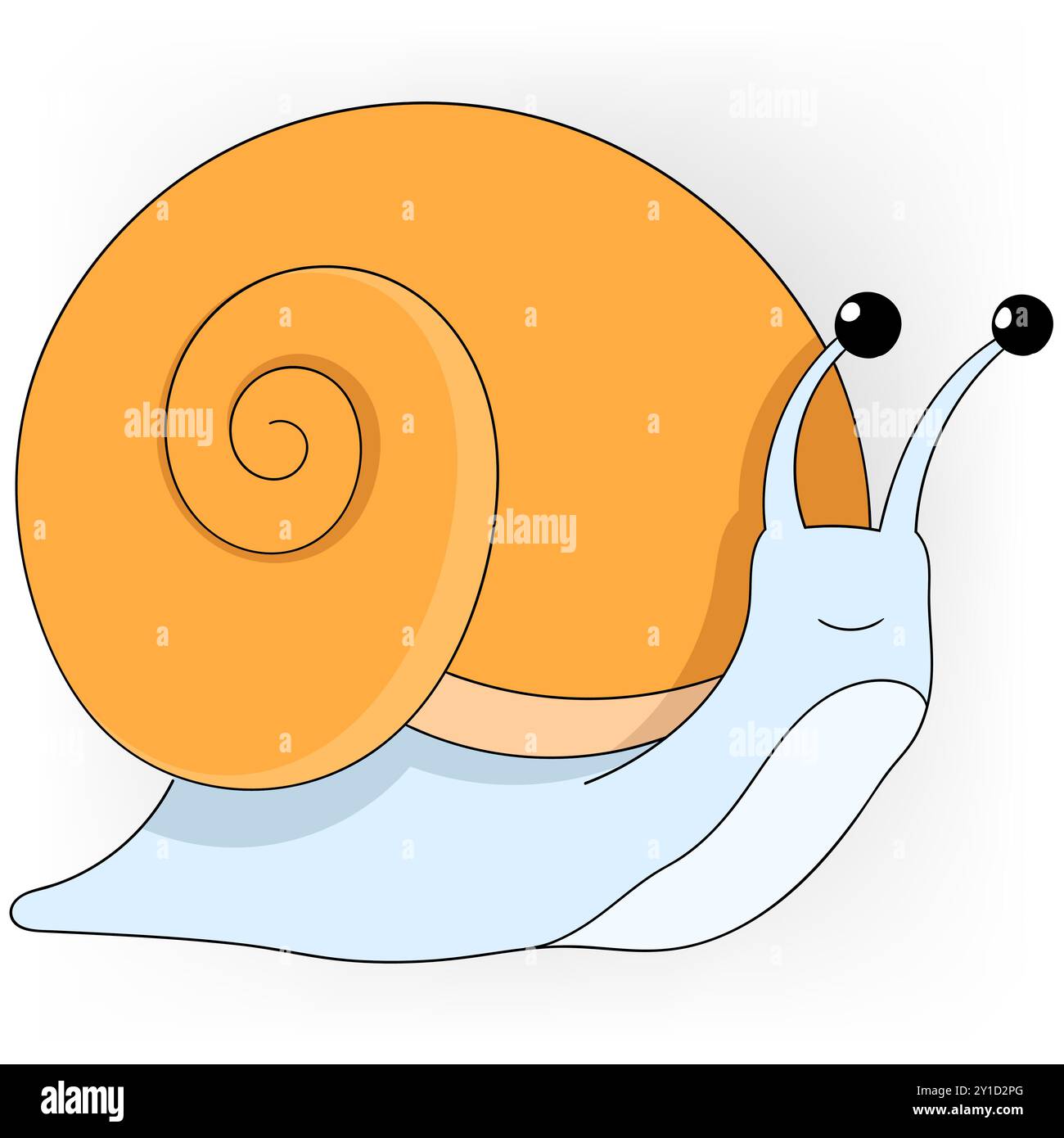 cartoon doodle illustration of animal activity, a snail is crawling ...