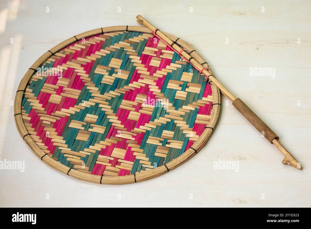 Traditional handmade hand fan. Beautiful hand fan is made of bamboo ...