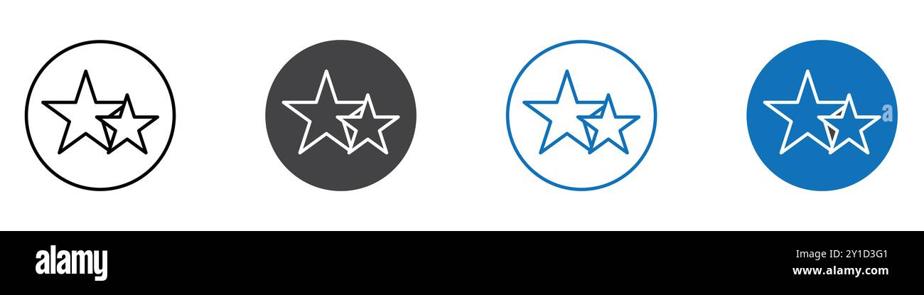 Double star icon Logo sign in thin line outline set and group ...