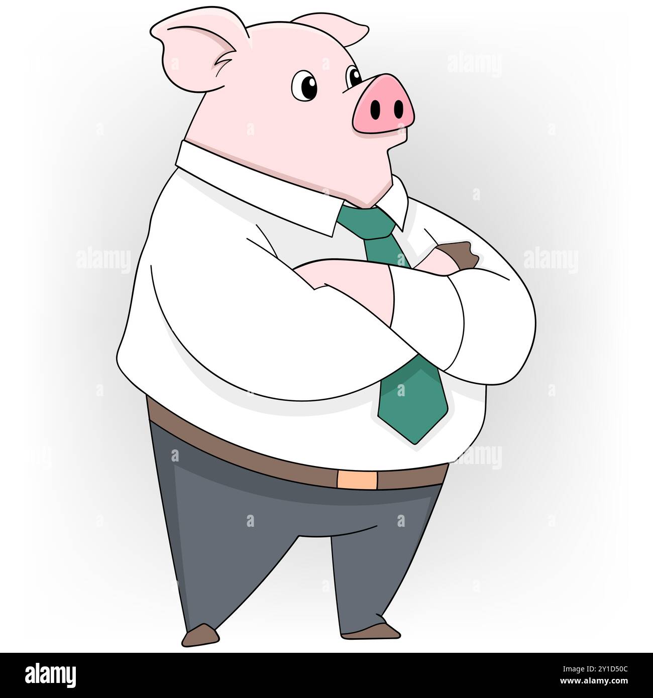doodle illustration of cute animals, working pigs wearing clothes going ...