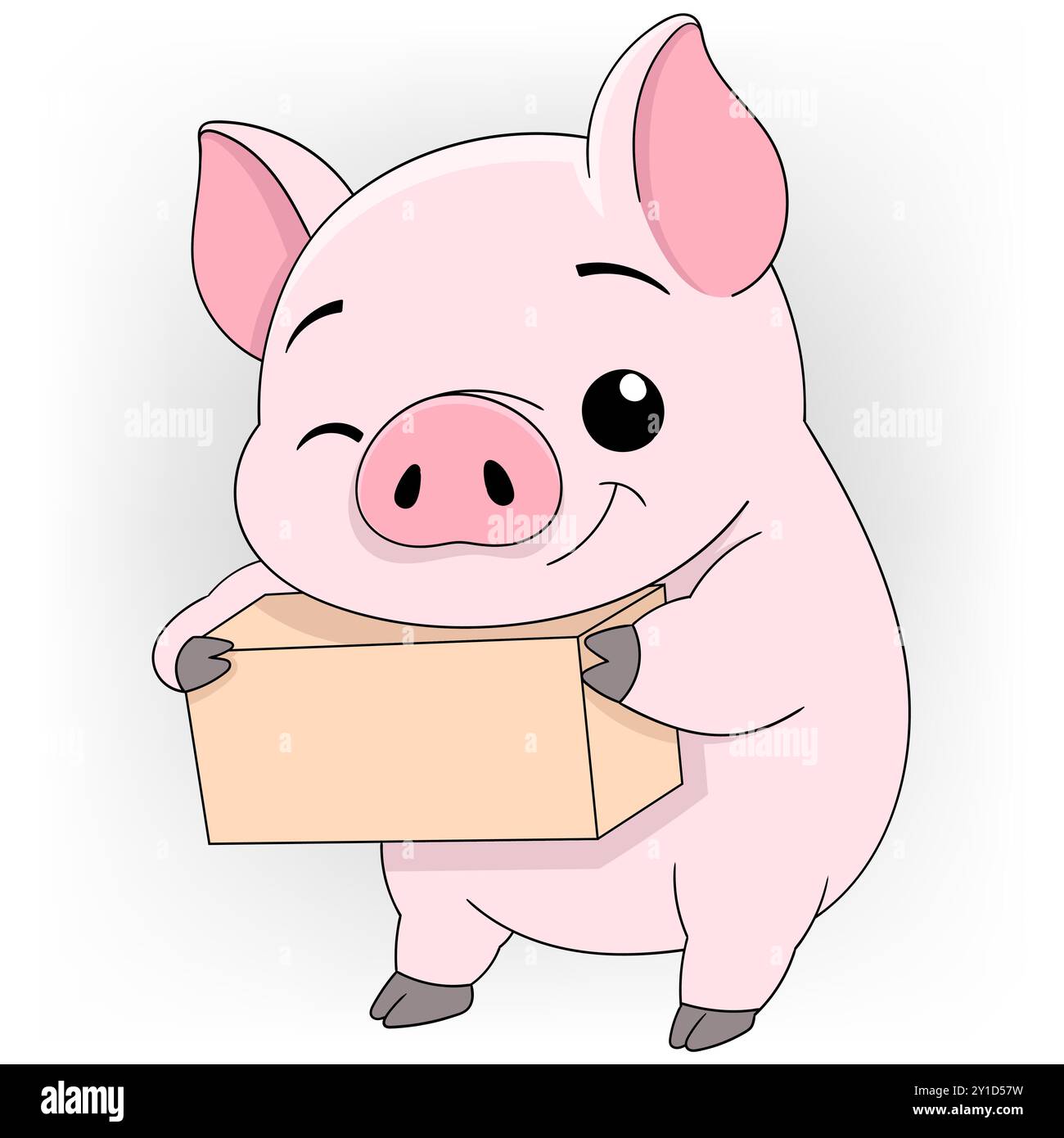 Cartoon doodle illustration of working animals, pigs as delivery ...