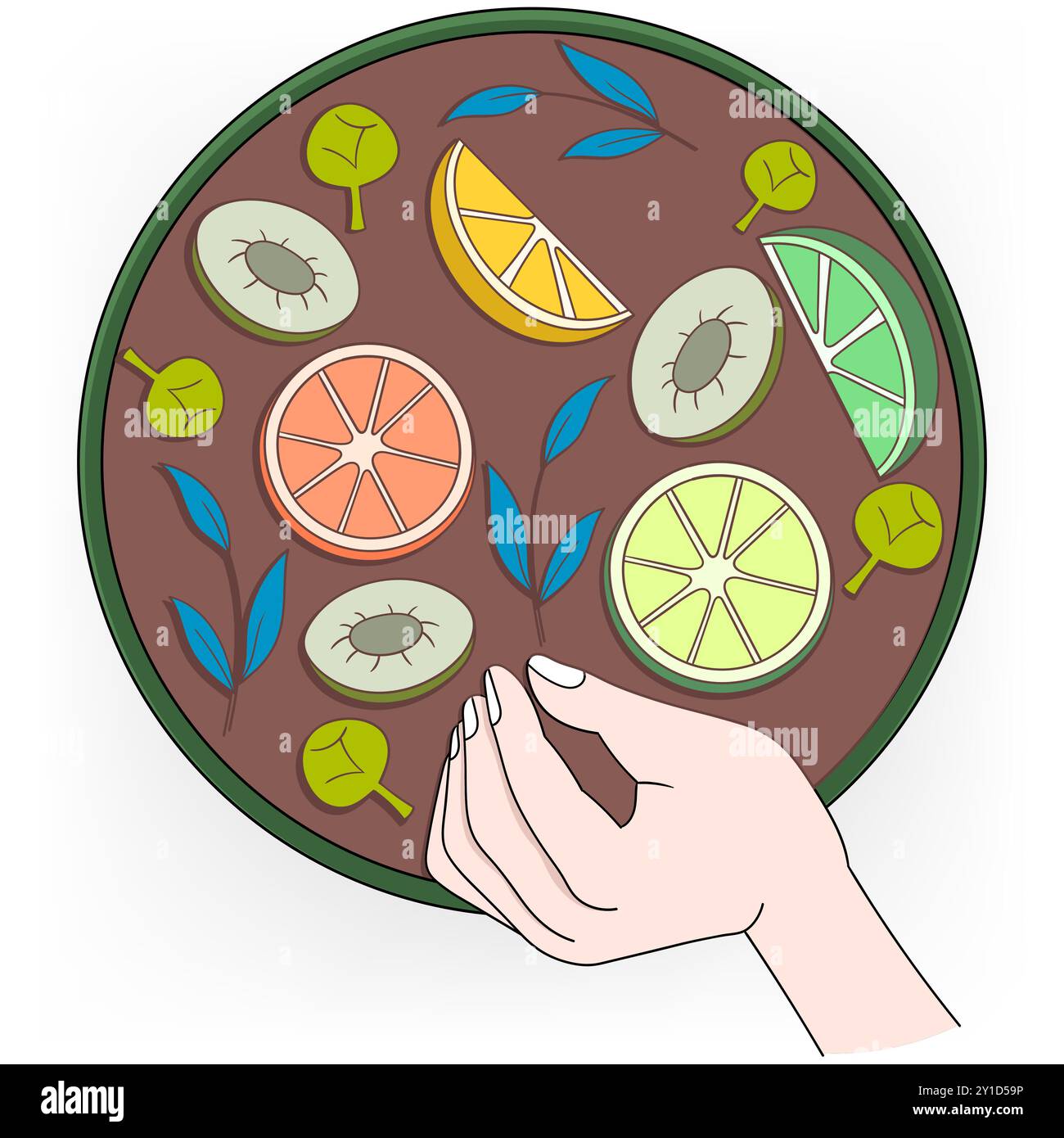 Hand holding a bowl of fruit Stock Vector Images - Alamy