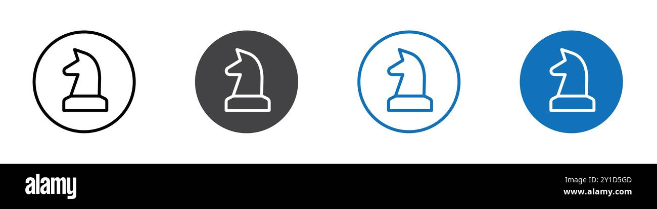 Chess icon Logo sign in thin line outline set and group collection ...