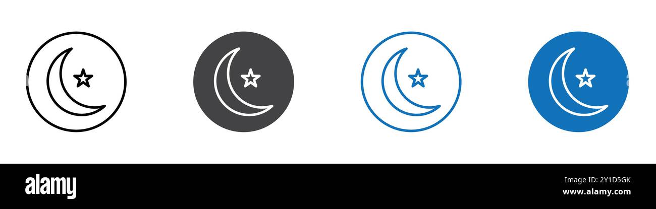 Blue moon icon Logo sign in thin line outline set and group collection ...