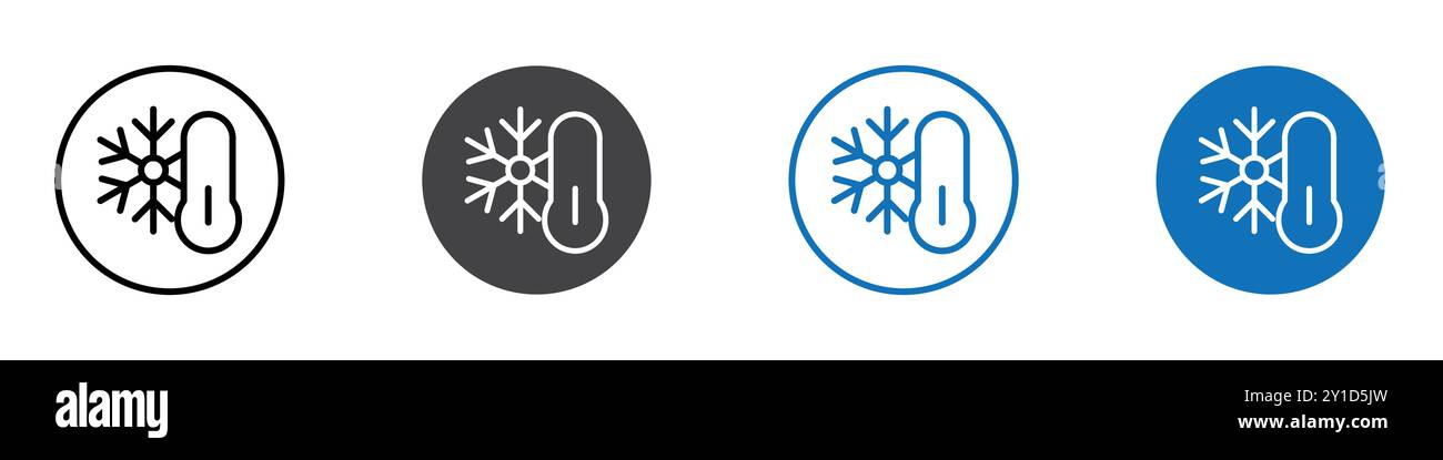 Cold temperature icon Logo sign in thin line outline set and group ...