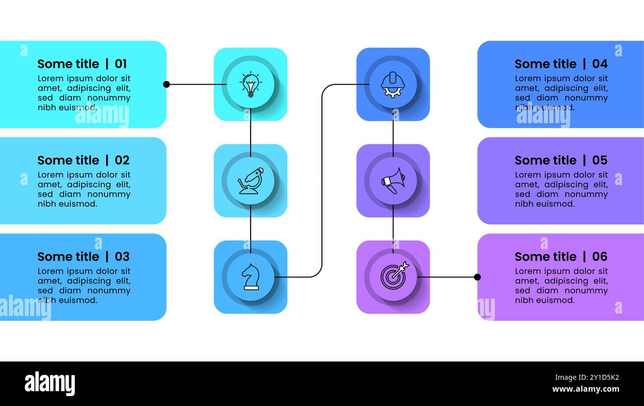Infographic template with icons and 6 options or steps. Connected ...