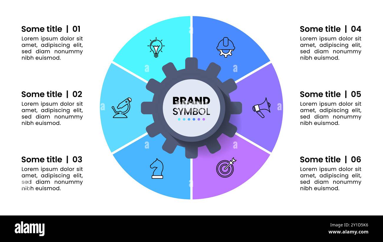Infographic template with icons and 6 options or steps. Gear. Can be ...