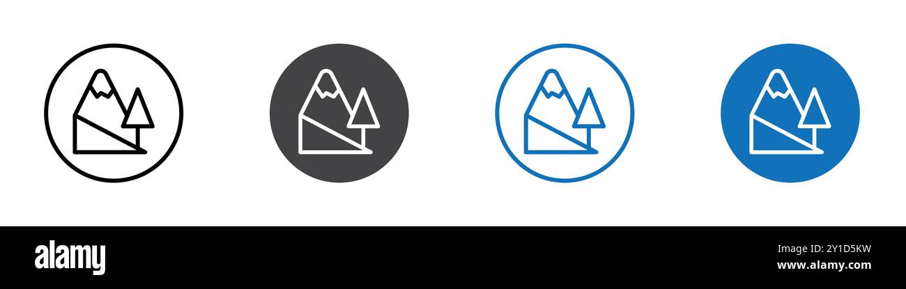 Mountain slide icon Logo sign in thin line outline set and group ...