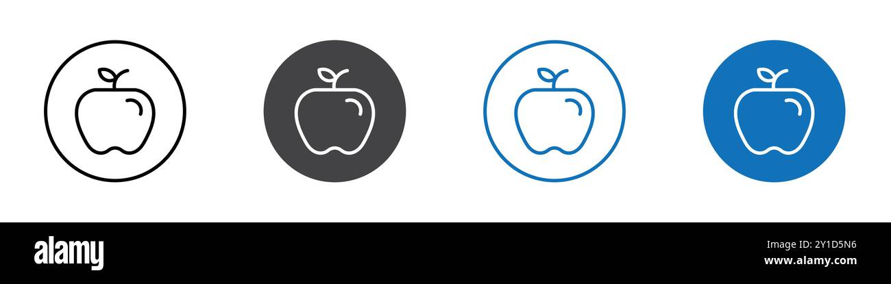 Apple icon Logo sign in thin line outline set and group collection ...