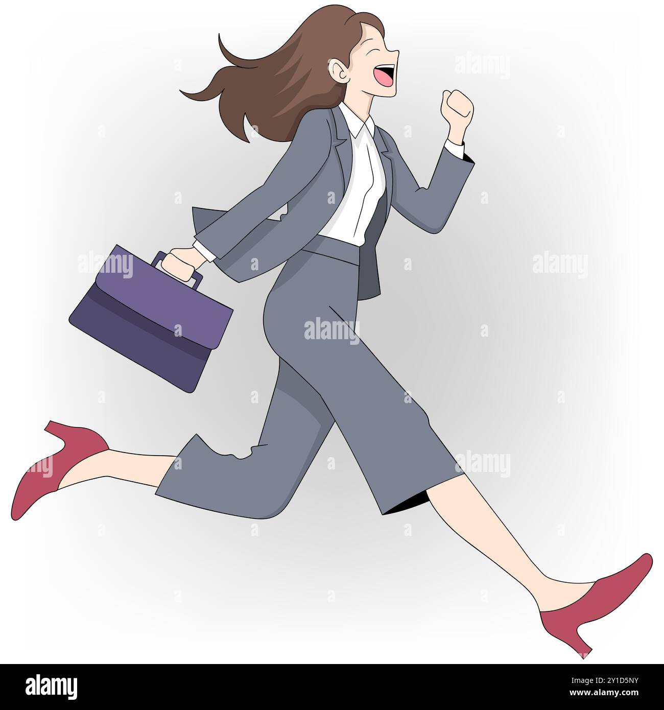 cartoon doodle illustration of hard working woman, business girl is ...