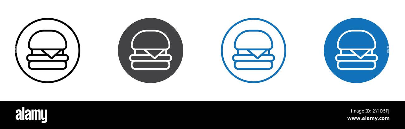 Burger icon Logo sign in thin line outline set and group collection ...
