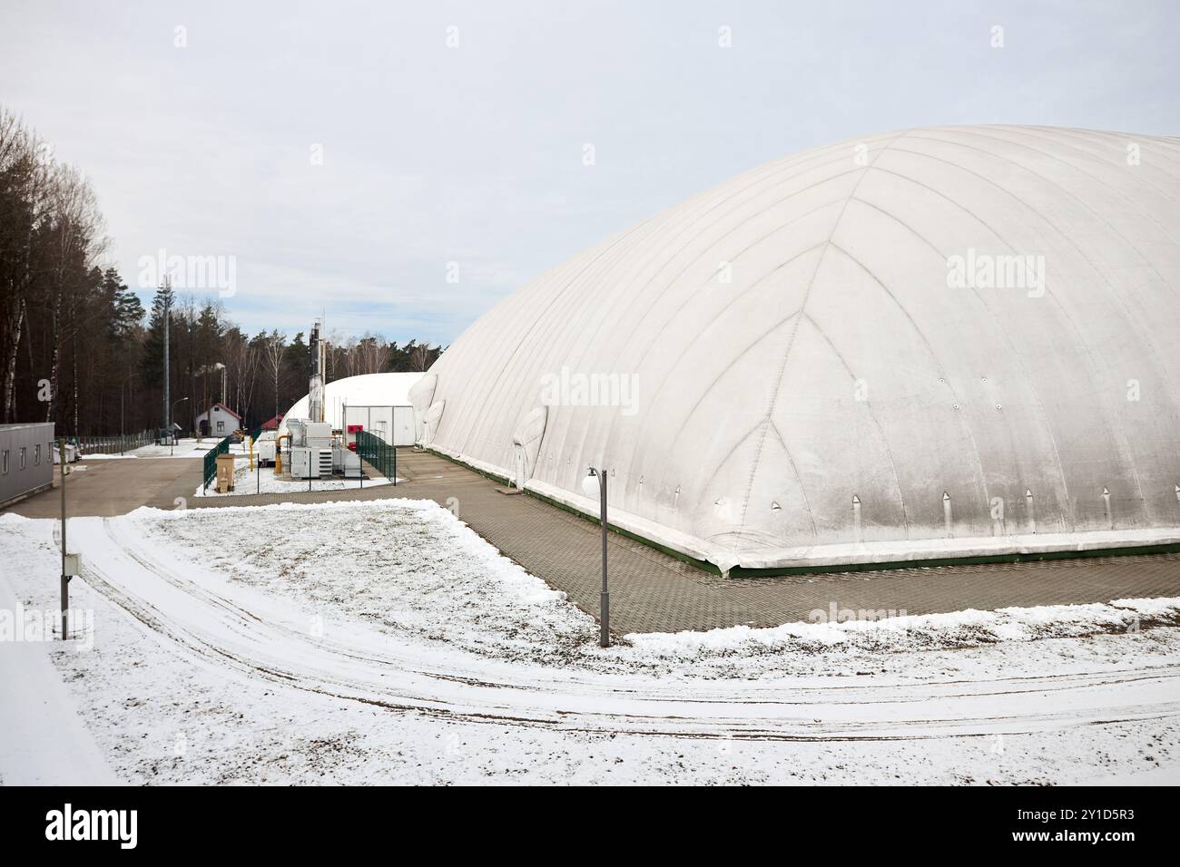 Inflatable air dome stadium. Inflated Football soccer air dome. Modern ...