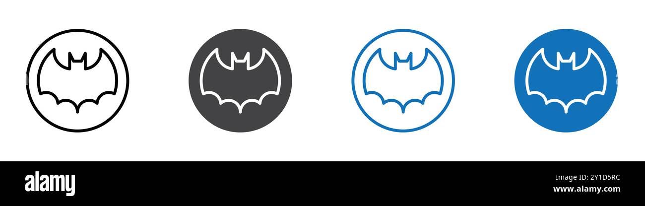 Bat icon Logo sign in thin line outline set and group collection Stock ...