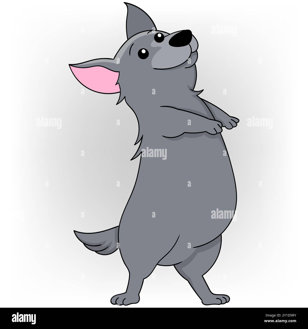 doodle cartoon illustration of animal, dog is acting cute, standing on ...