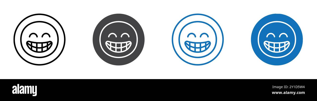 Beaming face icon Logo sign in thin line outline set and group ...