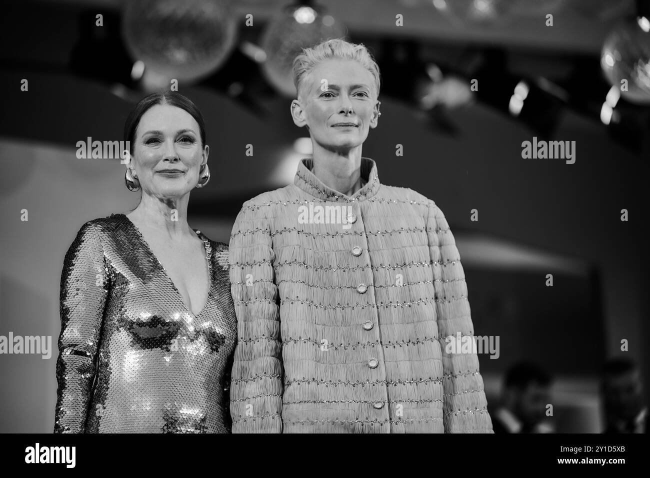Julianne Moore and Tilda Swinton attend the "The Room Next Door" red ...