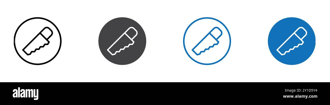 Saw blade icon Logo sign in thin line outline set and group collection ...