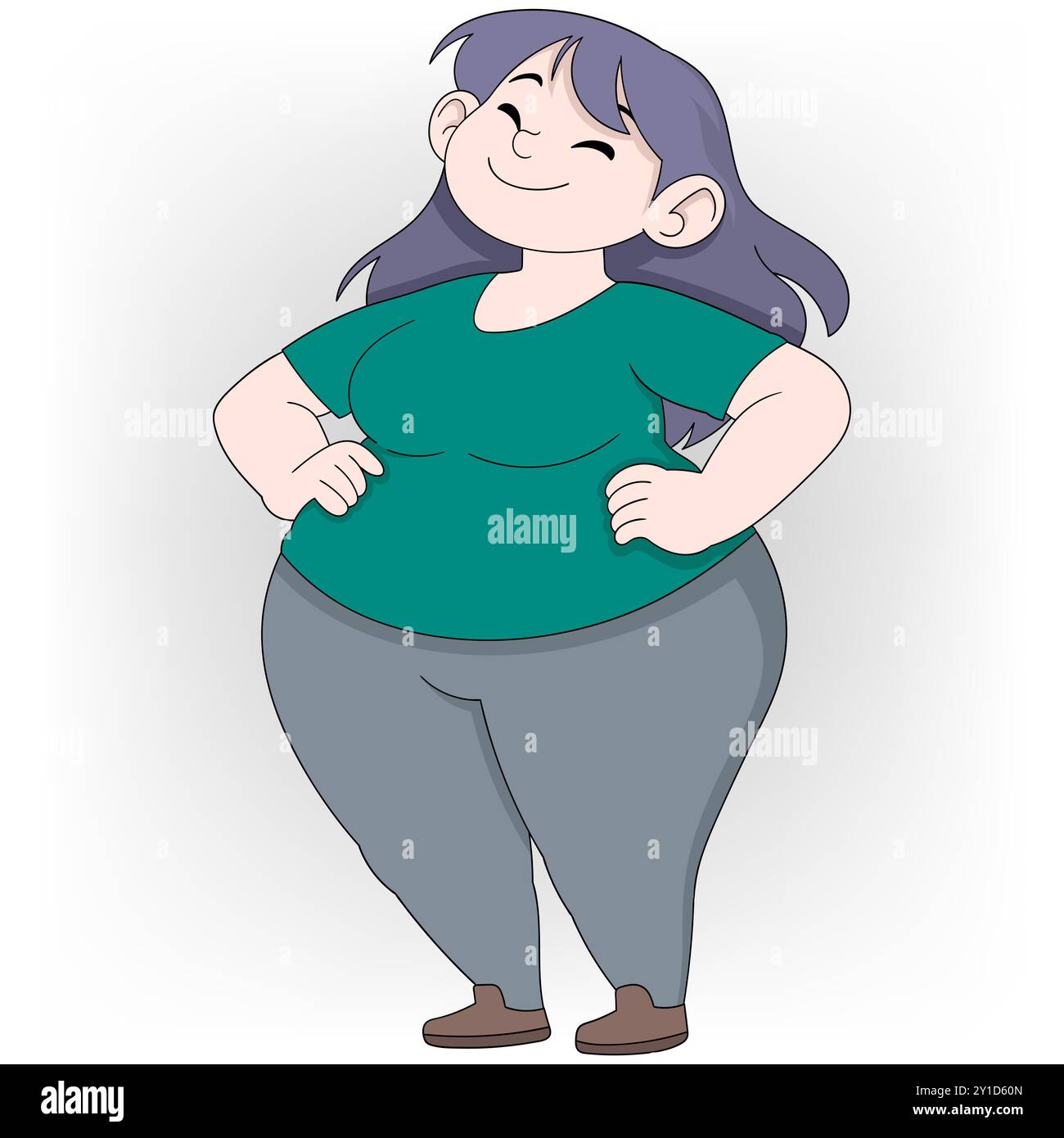 cartoon doodle illustration about love yourself as you are, a girl with ...