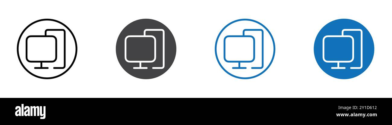 Computer desktop icon Logo sign in thin line outline set and group ...