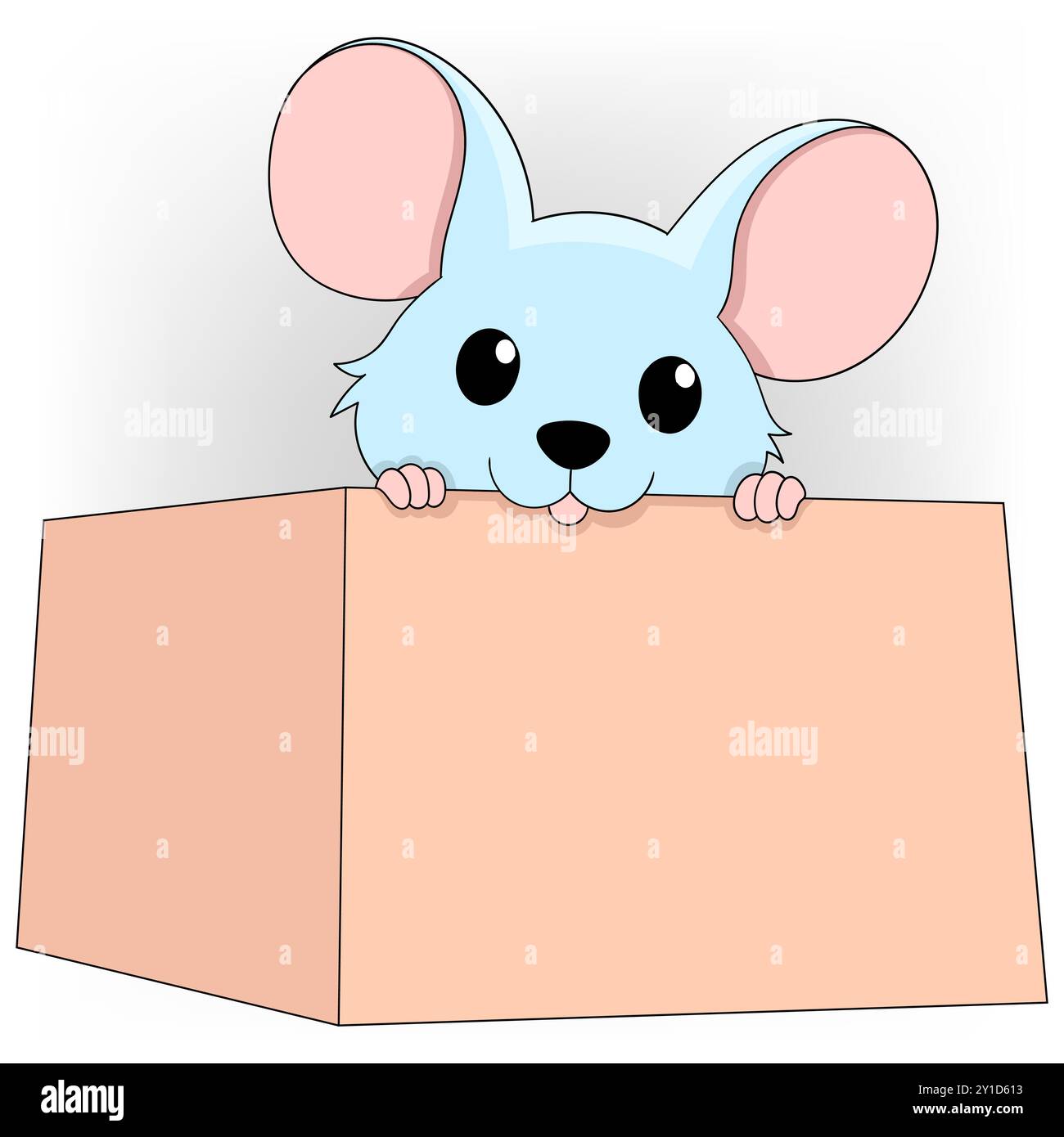 doodle cartoon illustration of animal behavior, cute mouse peeking out ...