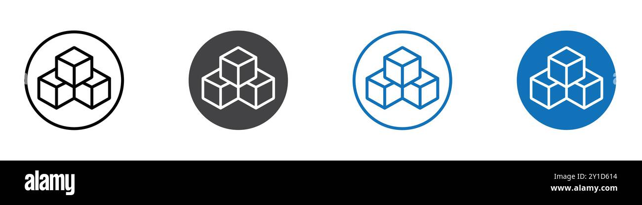 Cube icon Logo sign in thin line outline set and group collection Stock ...