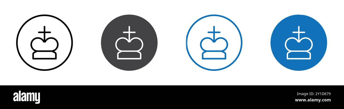 Chess king icon Logo sign in thin line outline set and group collection ...