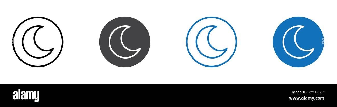 Moon icon Logo sign in thin line outline set and group collection Stock ...