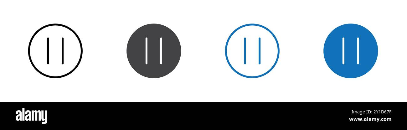 Pause icon Logo sign in thin line outline set and group collection ...