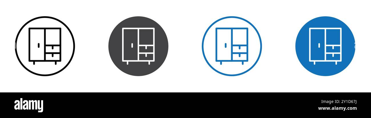 Cupboard icon Logo sign in thin line outline set and group collection ...