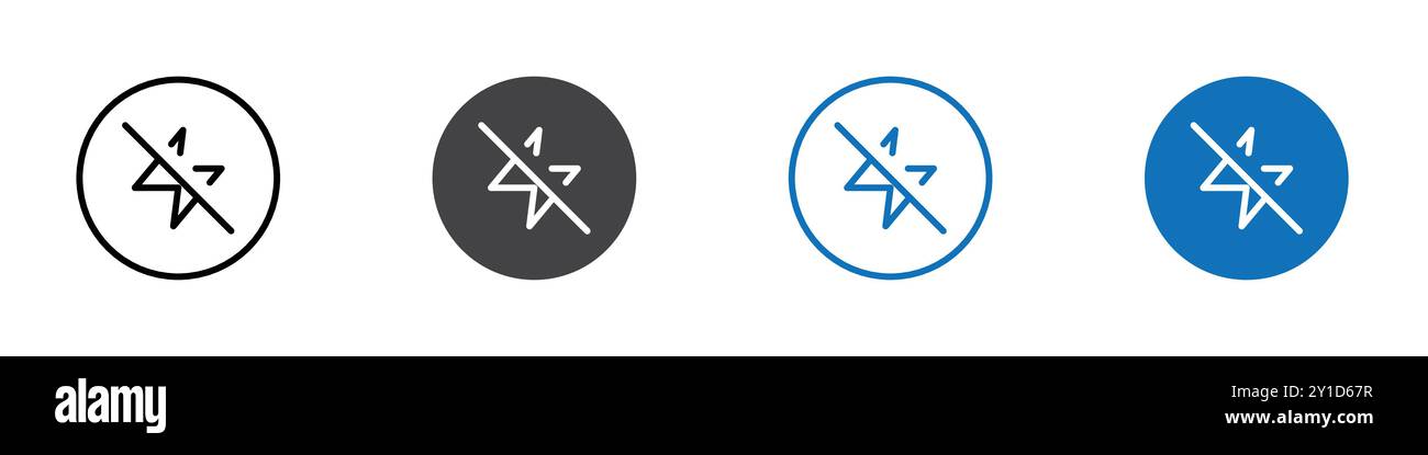 Flash off icon Logo sign in thin line outline set and group collection ...