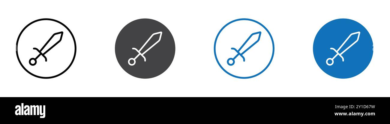 Sword icon Logo sign in thin line outline set and group collection ...