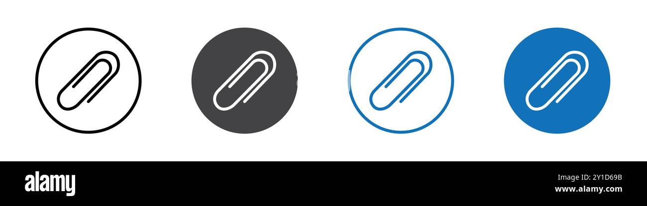 Paper clip icon Logo sign in thin line outline set and group collection ...