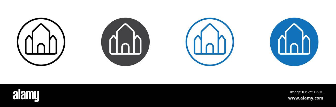 Temple icon Logo sign in thin line outline set and group collection ...