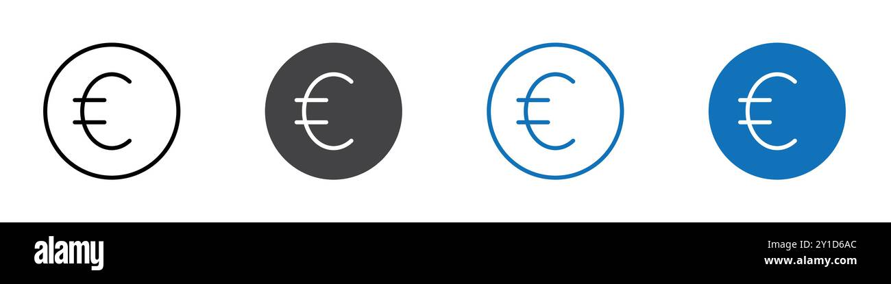 Euro icon Logo sign in thin line outline set and group collection Stock ...