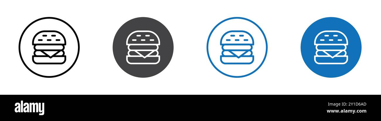 Burger icon Logo sign in thin line outline set and group collection ...