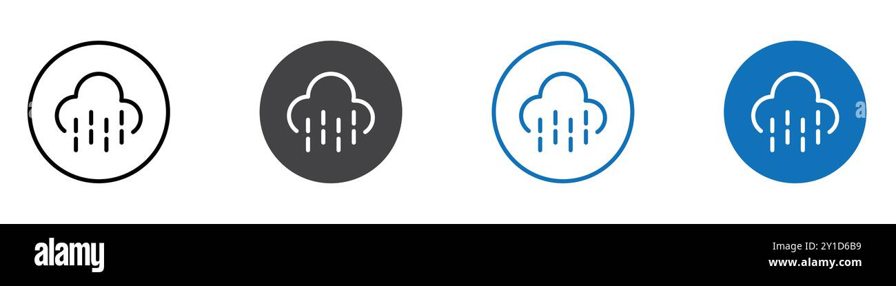 Rain icon Logo sign in thin line outline set and group collection Stock ...