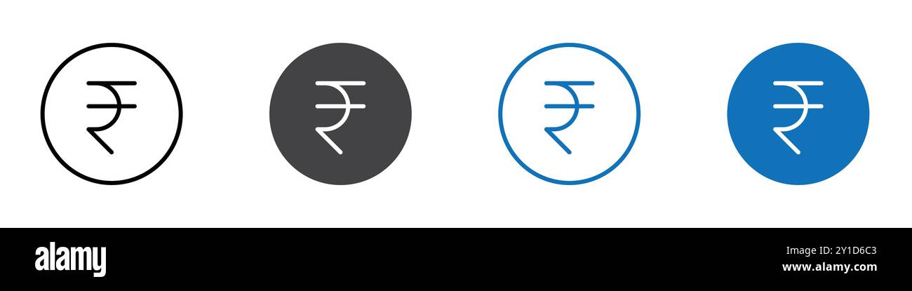 Rupee icon Logo sign in thin line outline set and group collection ...