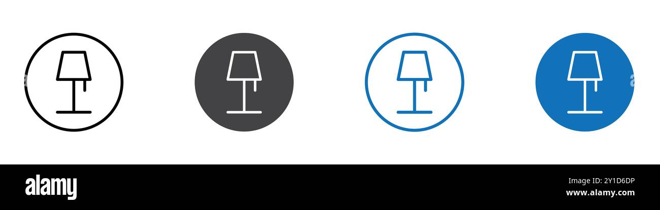 Lamp icon Logo sign in thin line outline set and group collection Stock ...