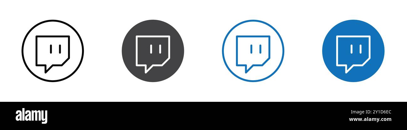 Twitch icon Logo sign in thin line outline set and group collection ...