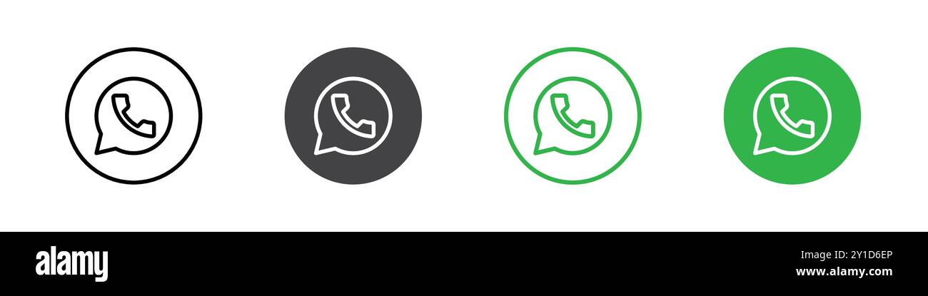 Whatsapp icon Logo sign in thin line outline set and group collection ...